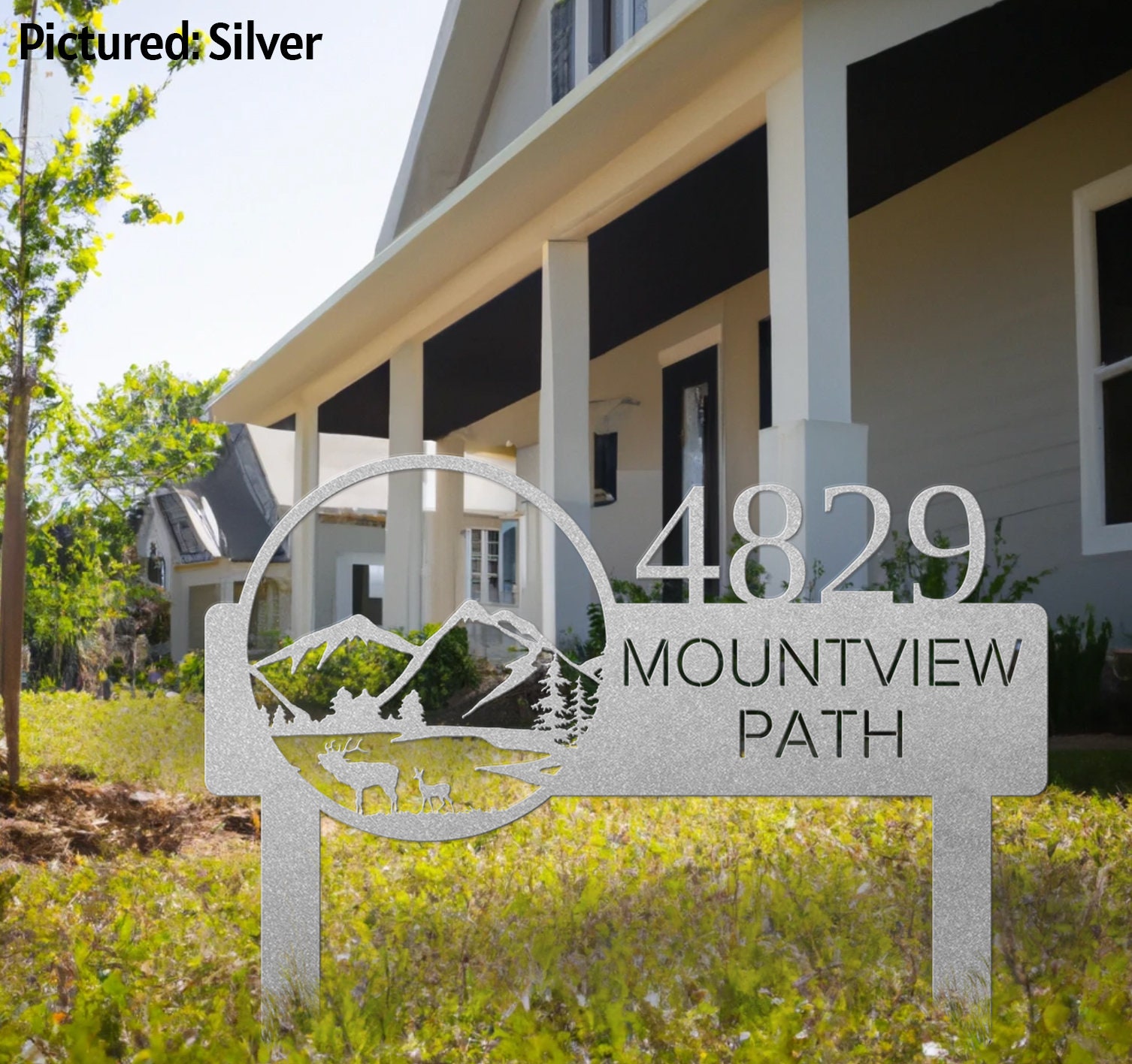 Outdoor Metal Driveway Address Sign With Deer Large Street Number Signs ...