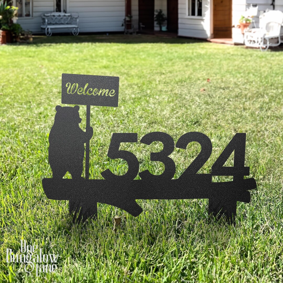 Metal Bear Address Sign: Mountain Cabin Decor, House Numbers - Etsy