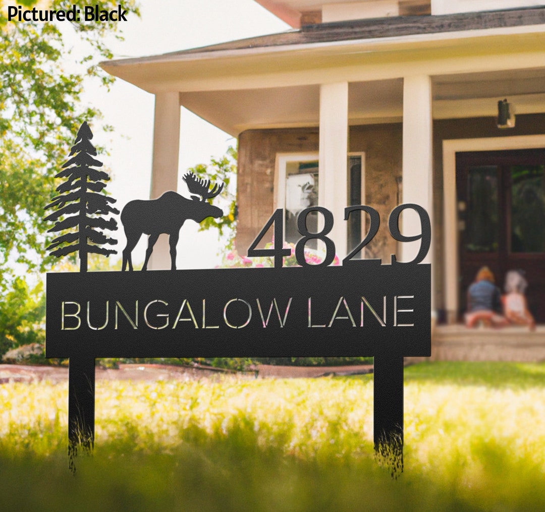 Outdoor Metal Address Sign for Yard Steel Street Number Sign With ...