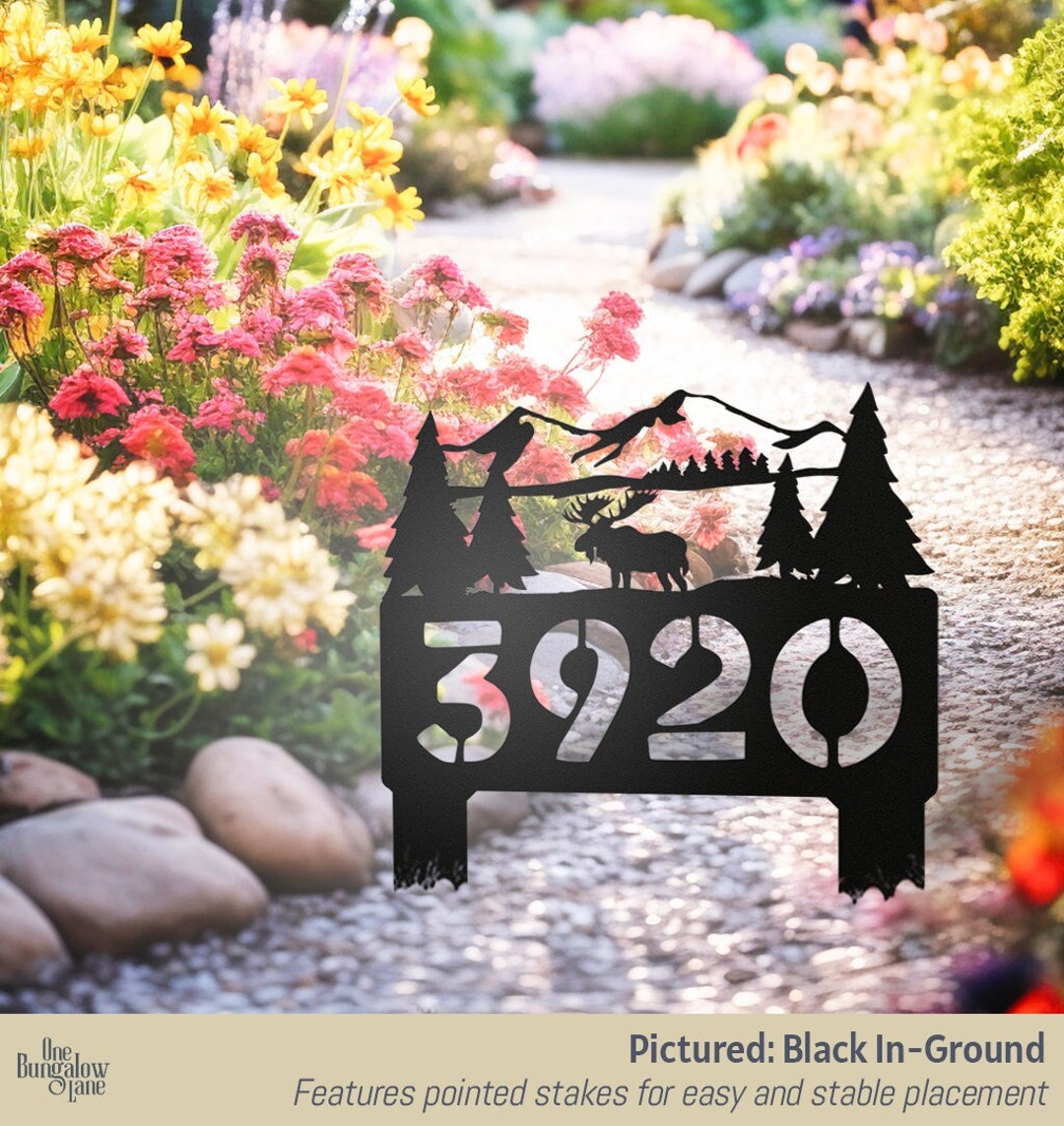 Metal Moose Address Sign for Driveway, Mailbox Street Numbers, Outdoor ...