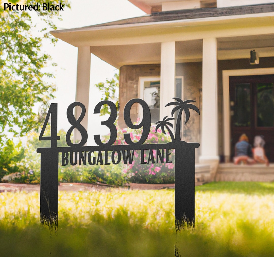 Palm Tree Street Number Sign for Front Yard Beach House Address Sign ...