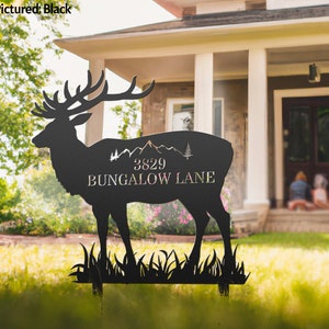 Deer Hanging Metal Address Sign for Front Porch Outdoor Street Number ...