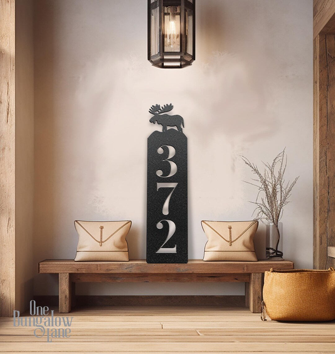 Vertical House Address Sign Wall Hanger, Moose Address Sign for ...