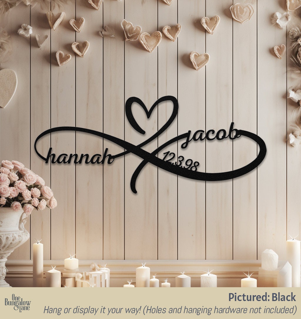 Custom Anniversary Gift for Wife Infinity Heart Metal Sign With Names ...