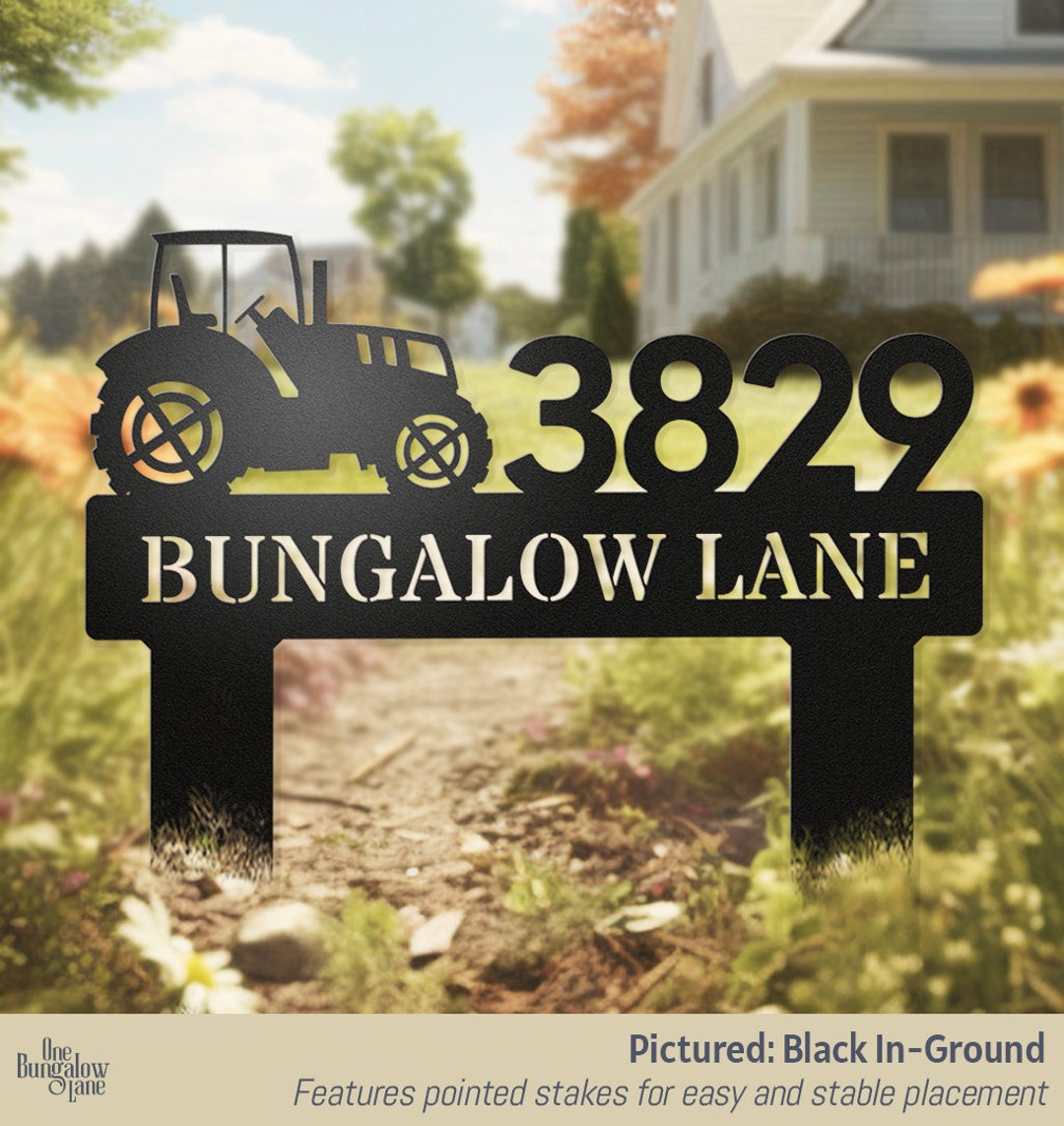 Tractor Metal Address Sign for Driveway Farm House Numbers for Mailbox ...