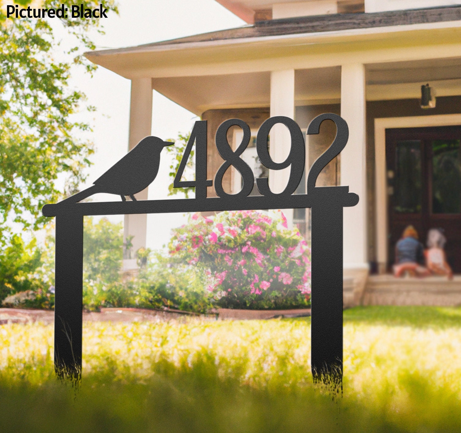 Bird Address Sign for Front Yard Door Metal Street Number Address Signs ...