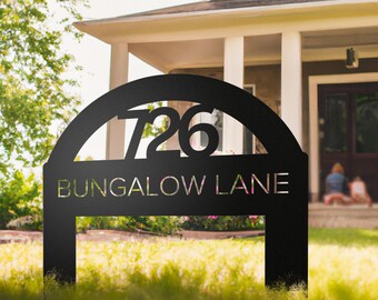 Metal Address Sign for Yard Personalized Street Number Signs for Ground ...