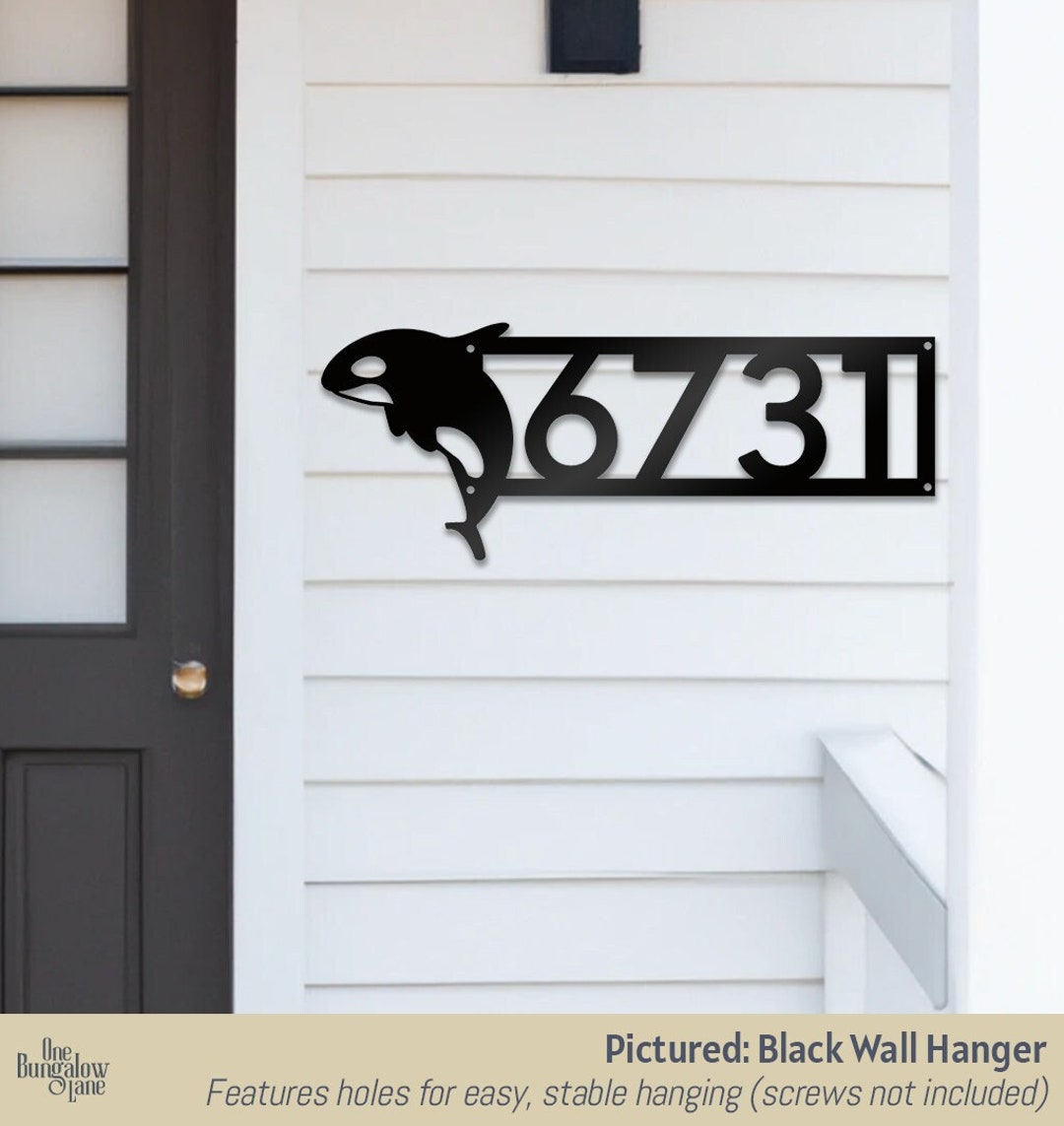 Orca Whale Address Sign for Front Door or Porch Metal Street Number ...