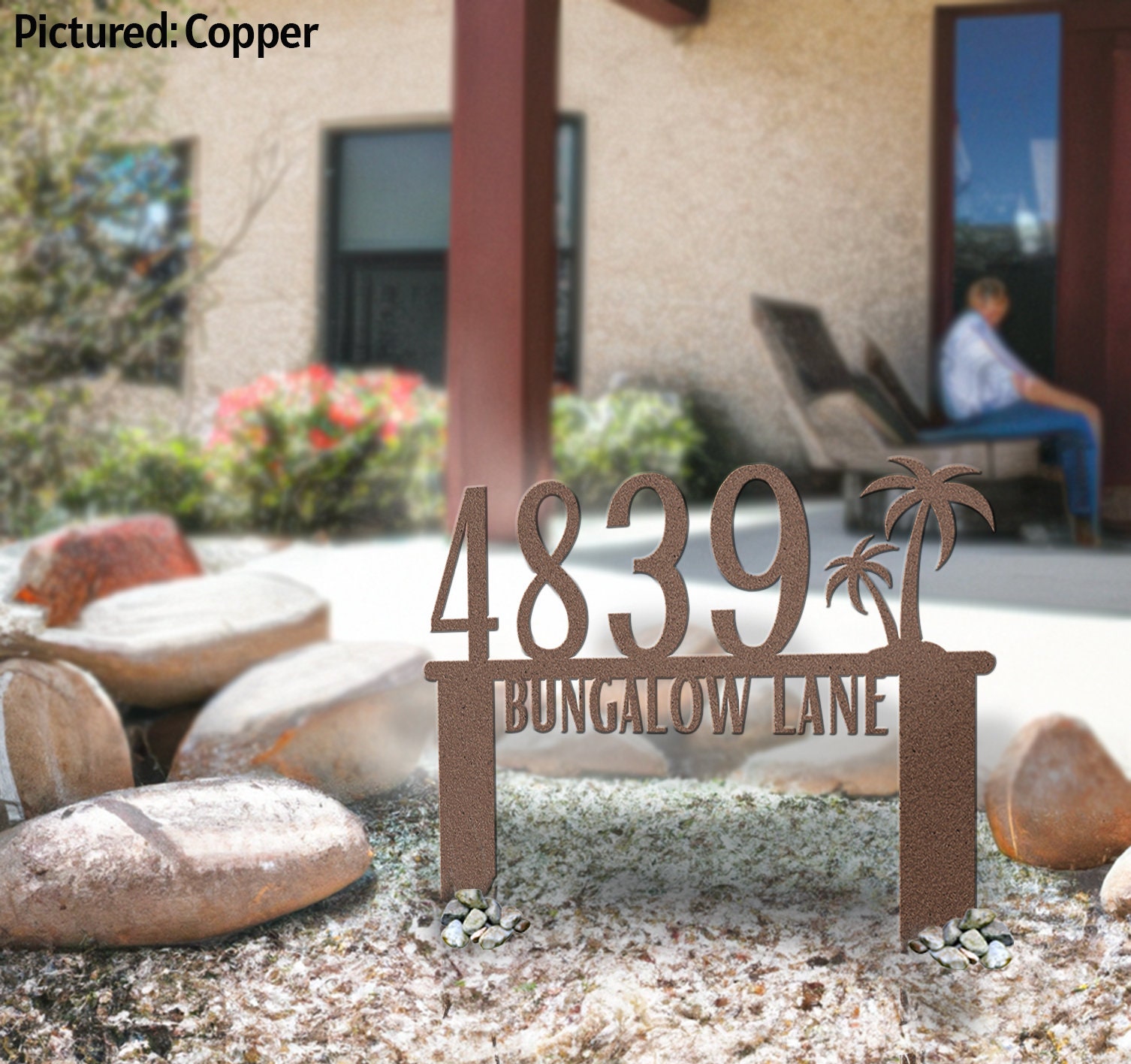 Palm Tree Street Number Sign for Front Yard Beach House Address Sign ...