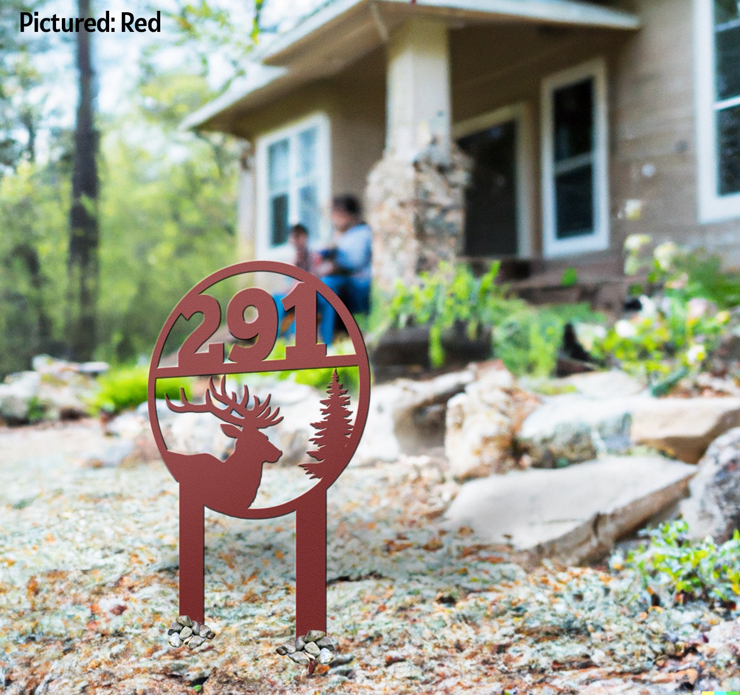 Personalized Metal Yard Sign With Deer Address Family Name Custom ...