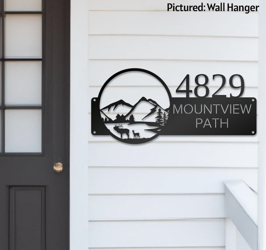 Outdoor Metal Driveway Address Sign With Deer Large Street Number Signs ...