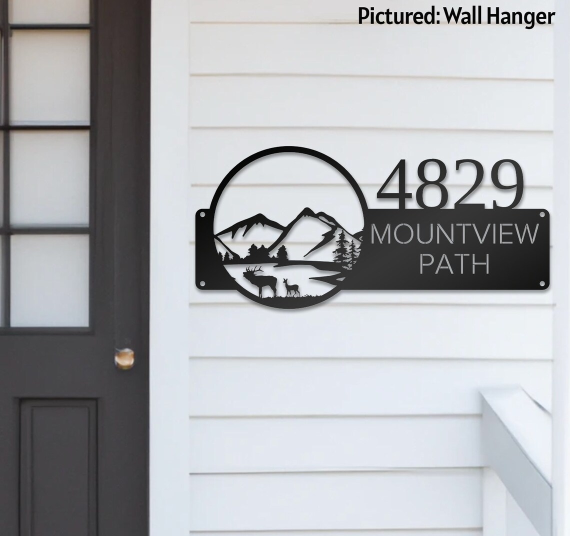 Outdoor Metal Driveway Address Sign With Deer Large Street Number Signs ...