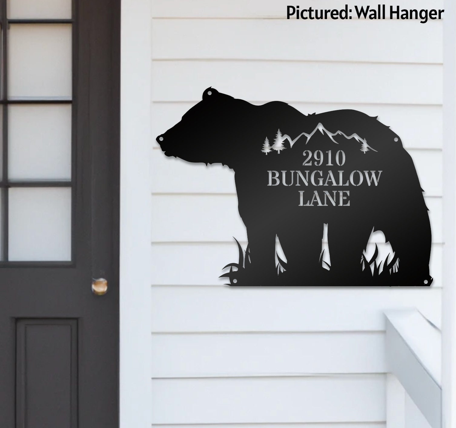Large Bear Shaped Metal Address Sign Stakes for Front Yard Personalized ...