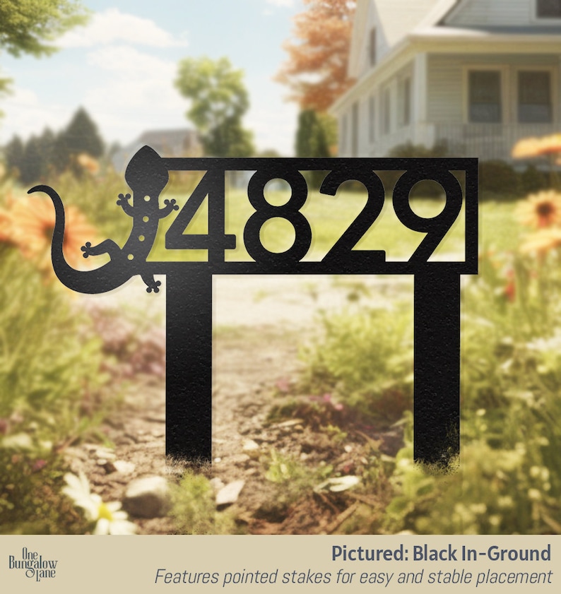 Gecko Lizard Metal Yard Address Sign in Ground With Stakes Southwest ...