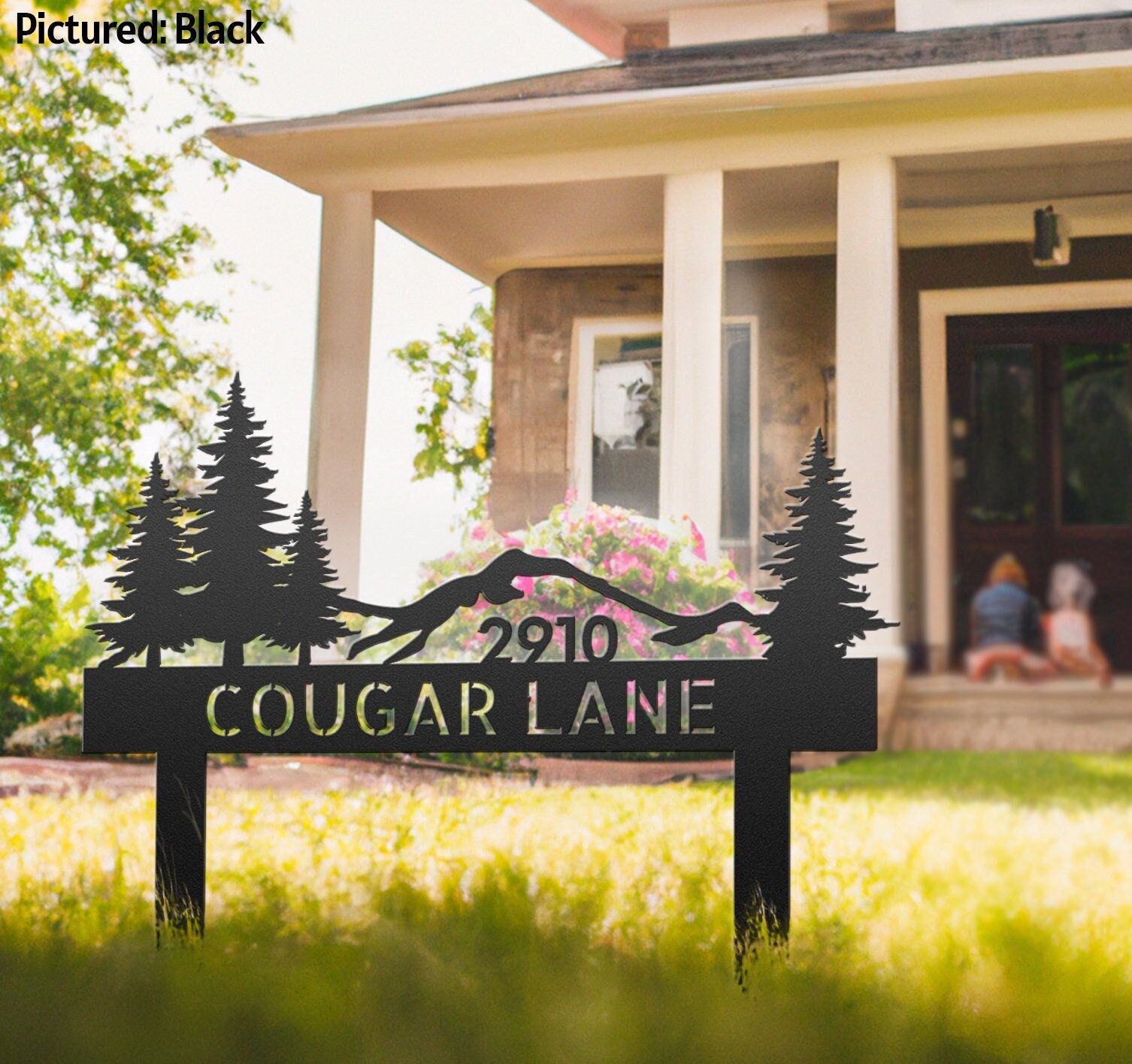 Metal Address Sign for Front Yard Personalized Metal Street Number Sign ...