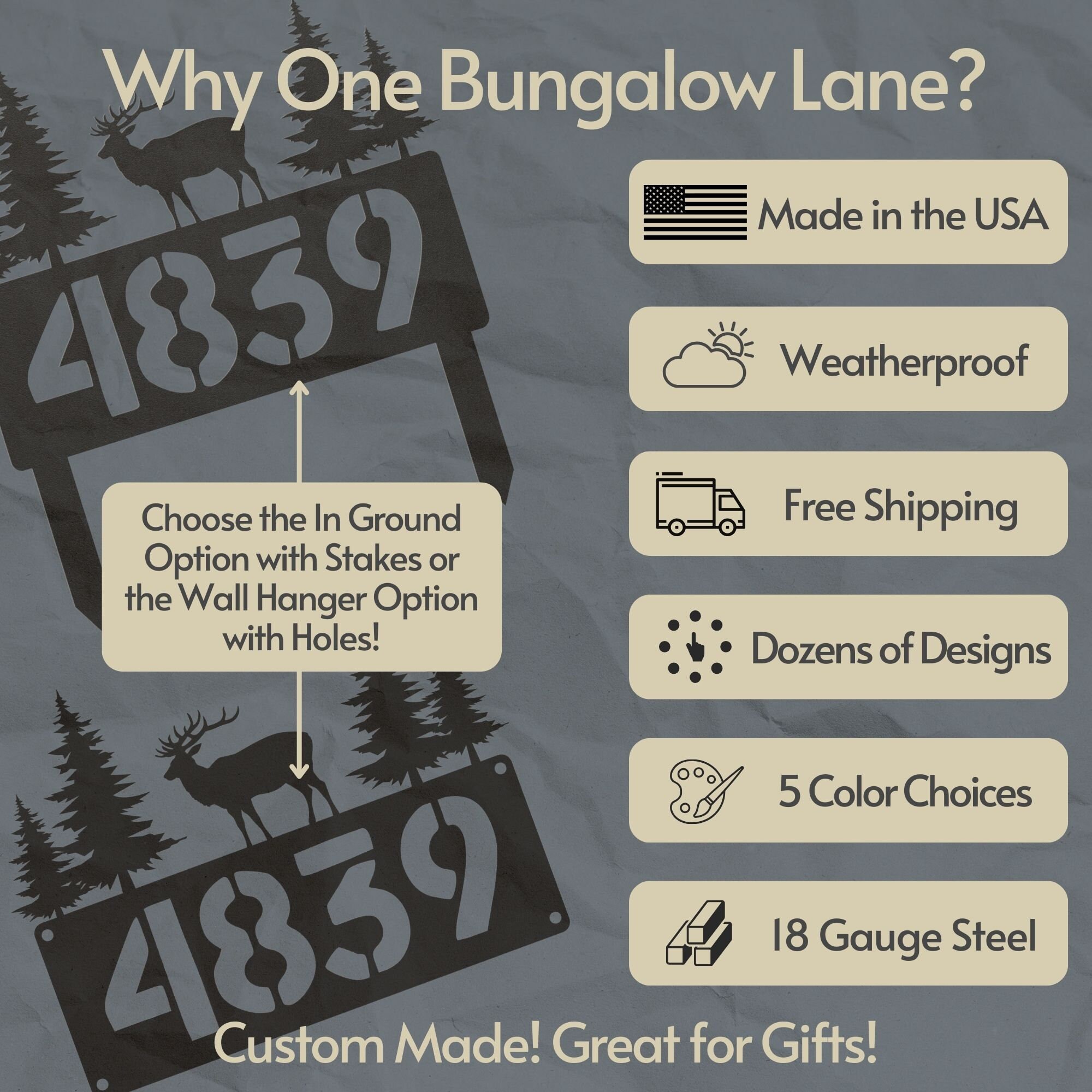 Bird Address Sign for Front Yard Door Metal Street Number Address Signs ...