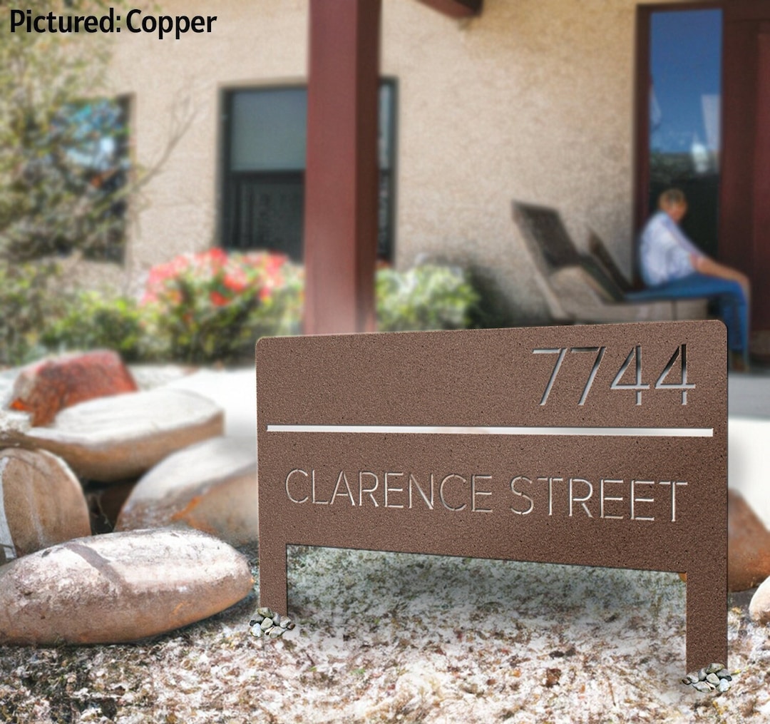 Metal Address Sign for Yard Personalized Street Number Signs for Ground ...