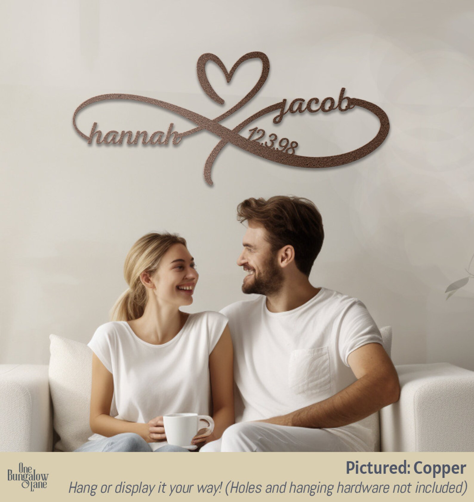 Custom Anniversary Gift for Wife Infinity Heart Metal Sign With Names ...