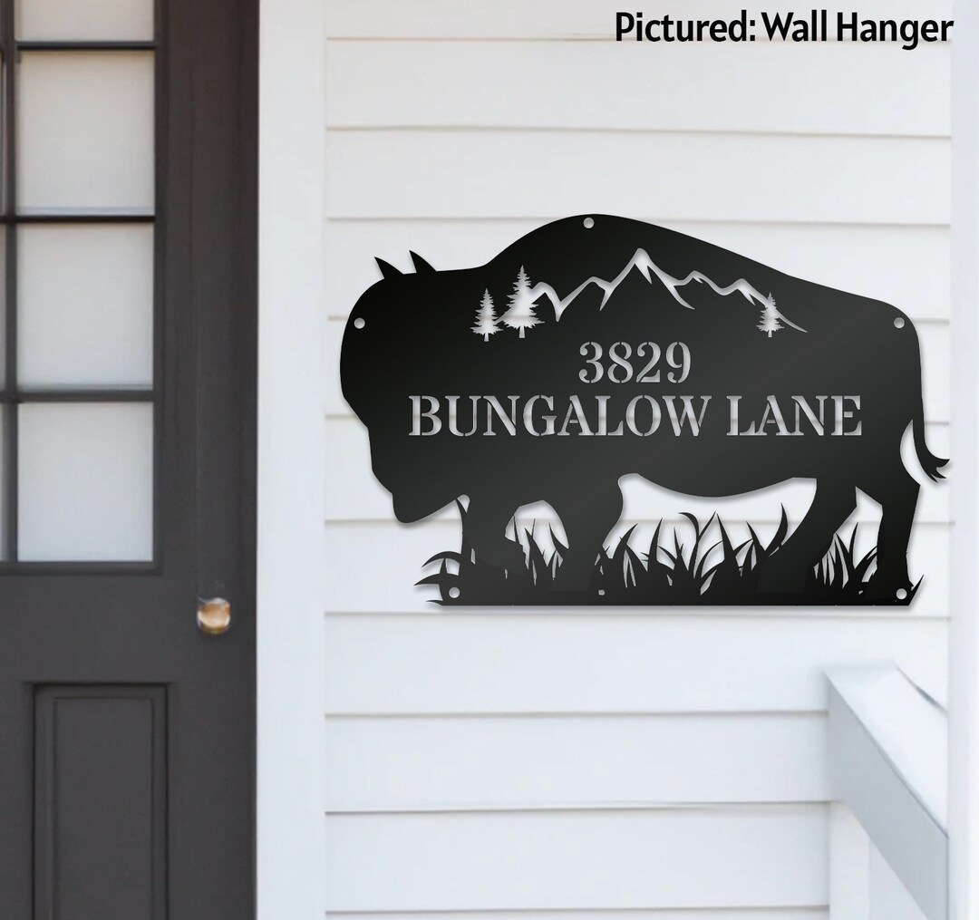 Bison Shaped Metal Front Door Address Sign Custom Buffalo Street ...