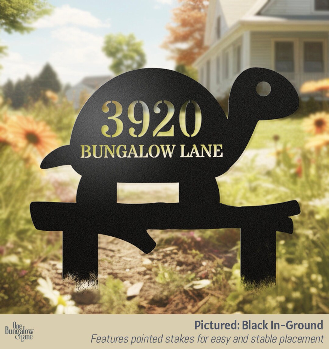 Box Turtle Shaped Address Sign for Driveway Beach House Number Sign ...