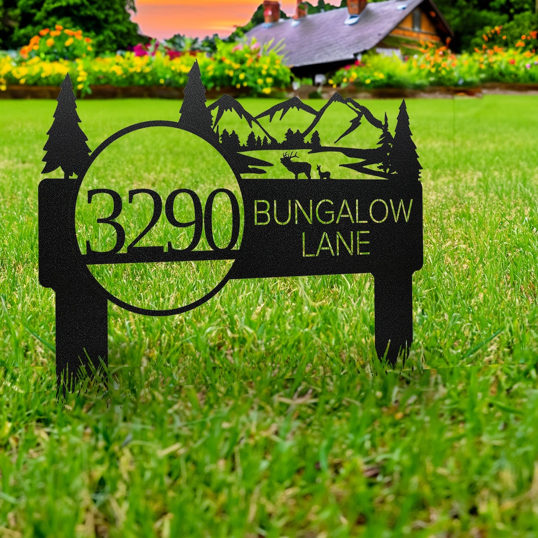 Custom Metal Address Sign for Outdoor Street Number Sign for Yard in ...