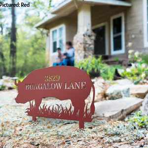 Large Pig Shaped Metal Address Sign Stakes for Front Yard Personalized ...