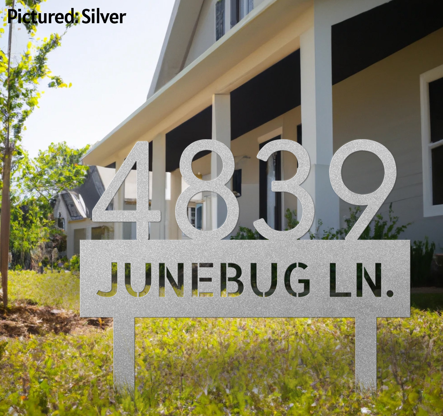 Metal Address Sign for Outdoor Front Yard in Ground Street Number Sign ...