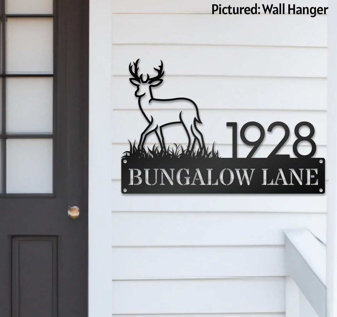 Metal Address Sign With Deer Front Door Hunting Camp Street Number ...