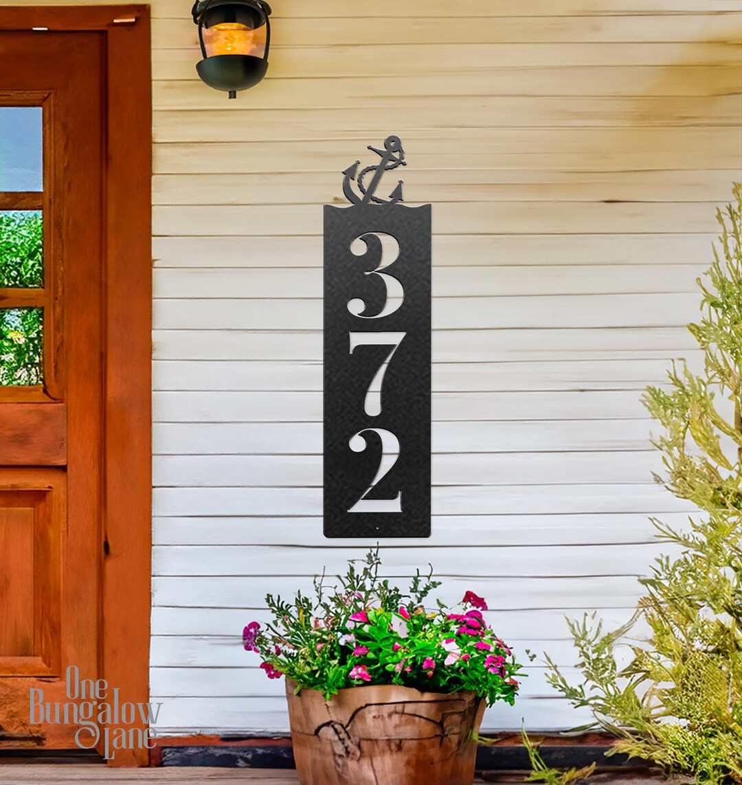 Vertical Anchor Metal Address Sign, Metal Address Beach Sign, Beachy ...