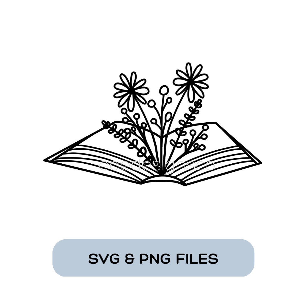 Floral Book Digital Download | Open Book Flower Digital Download ...