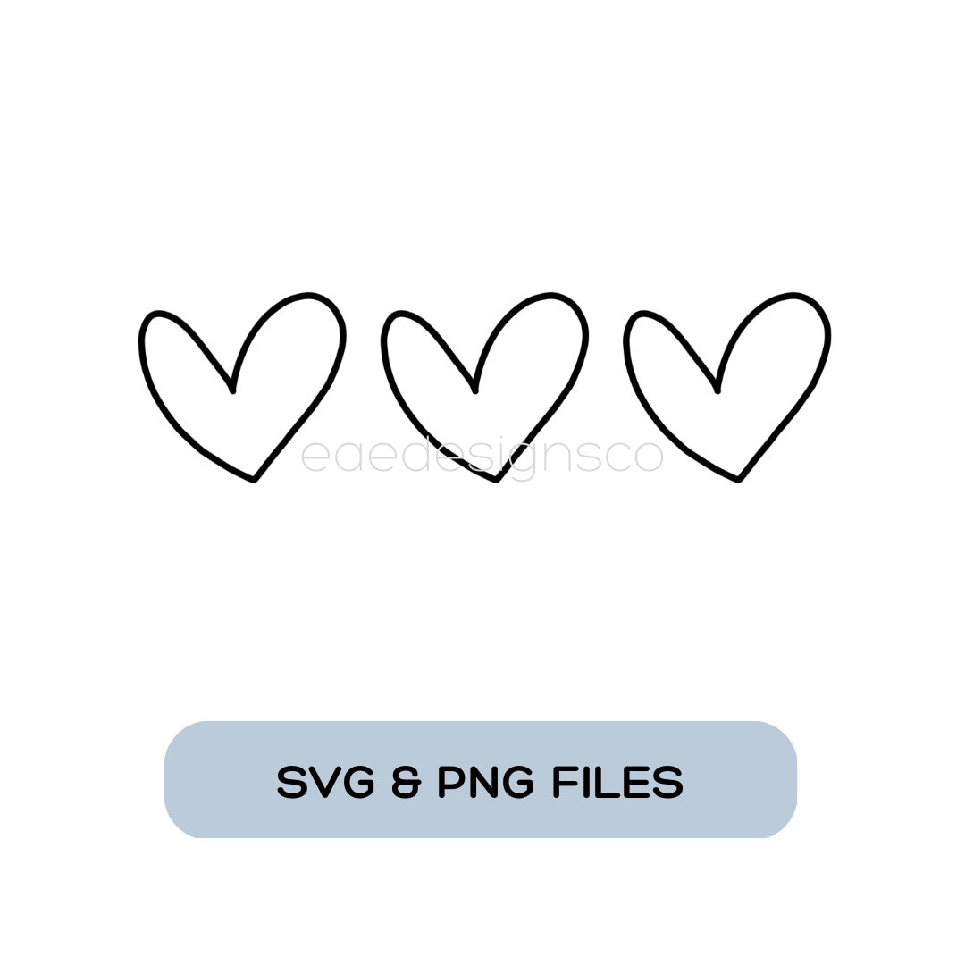 Three Hearts Digital Download | 3 Hearts Digital Files | Cute Hearts ...
