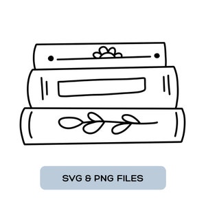 Cute Book Stack | Books SVG | Books PNG | Book Stack Digital Download ...