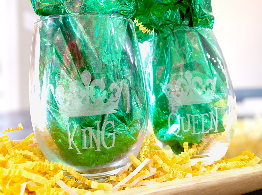 MARDI GRAS King Queen Royalty Stemless Toasting Wine Glasses - Etsy