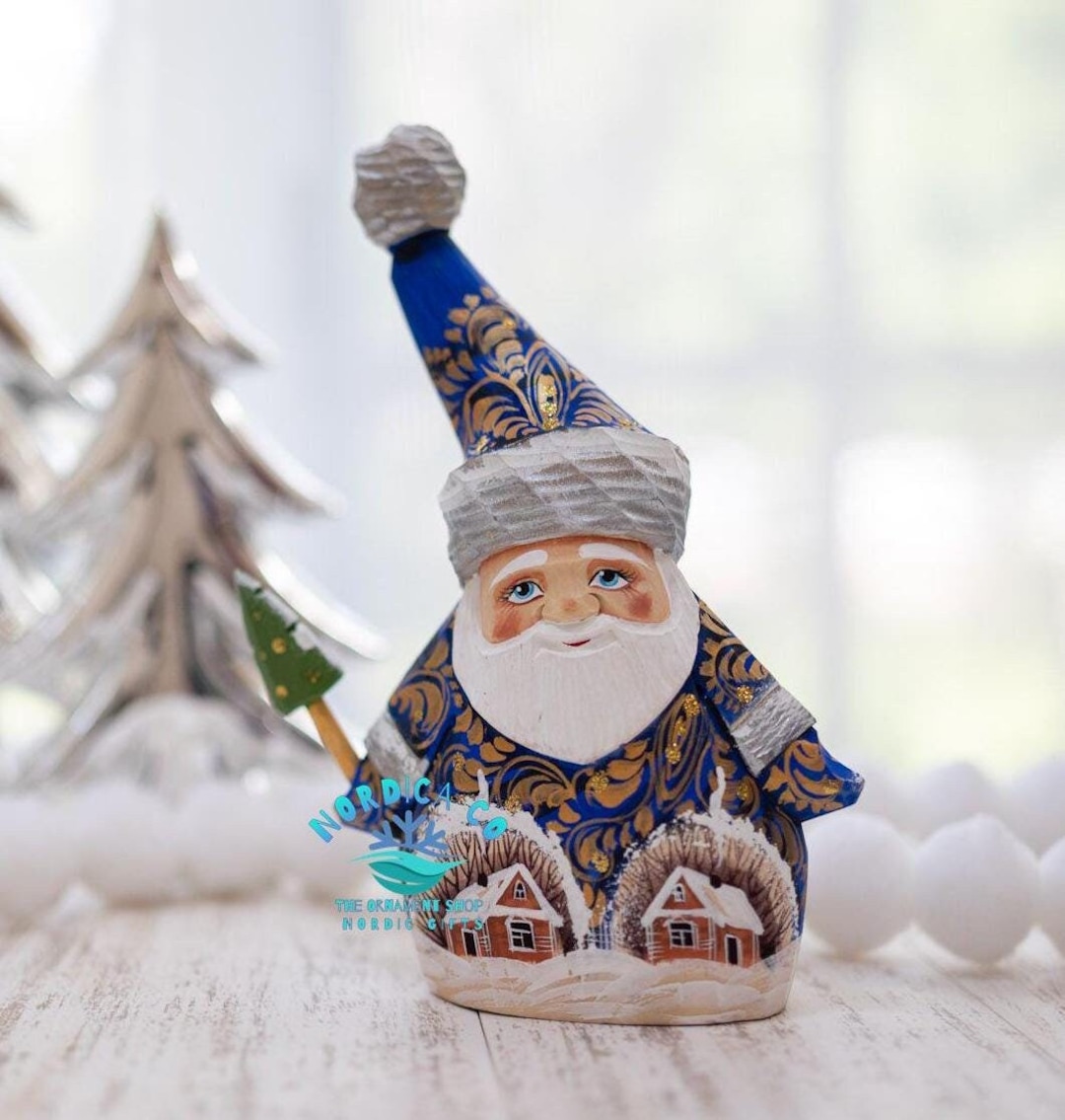 Wooden Carved Santa , Hand Painted Santa , Hand Made Wooden Santa ...