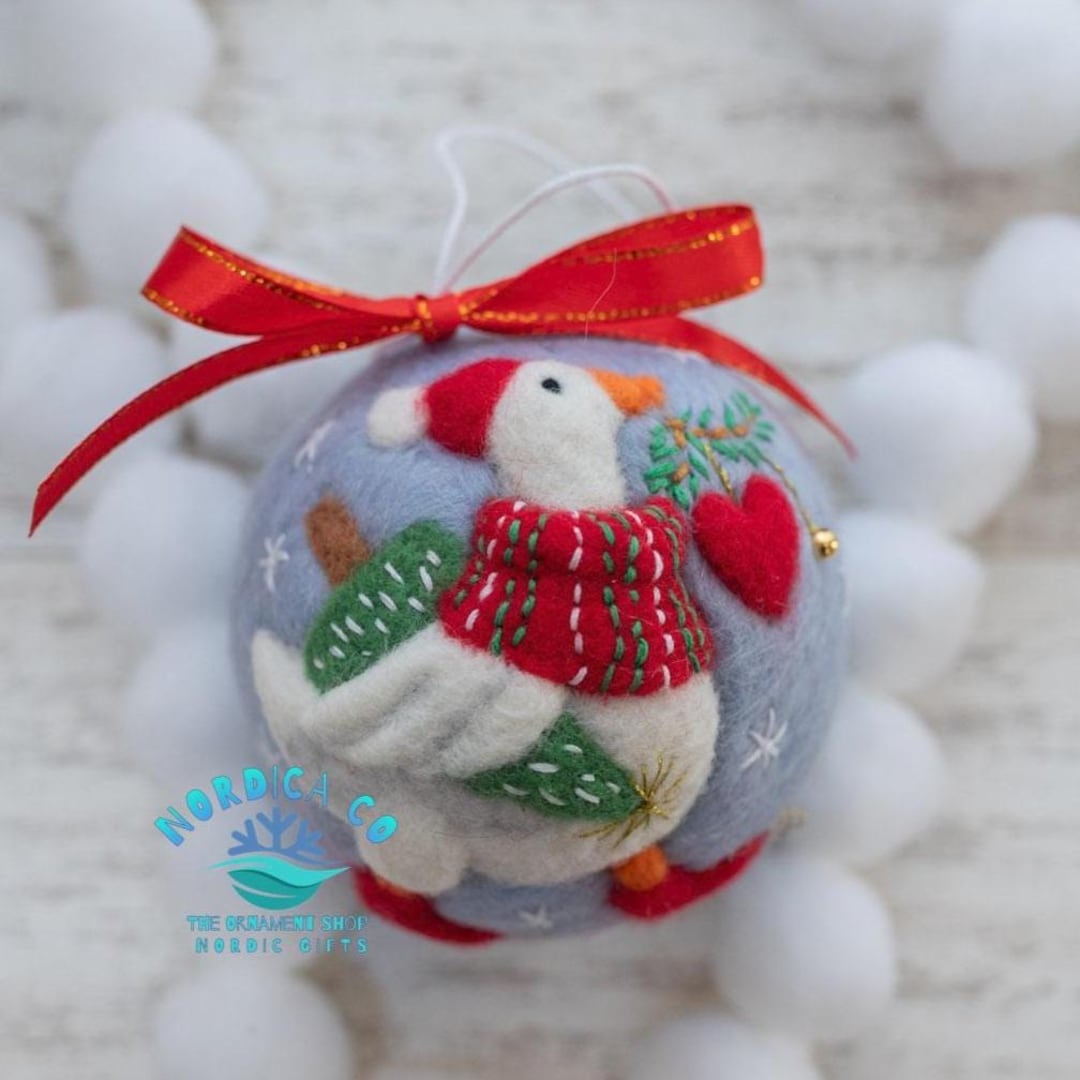 Needle Felted Wool Goose Ornament: Scandinavian Christmas Decor - Etsy