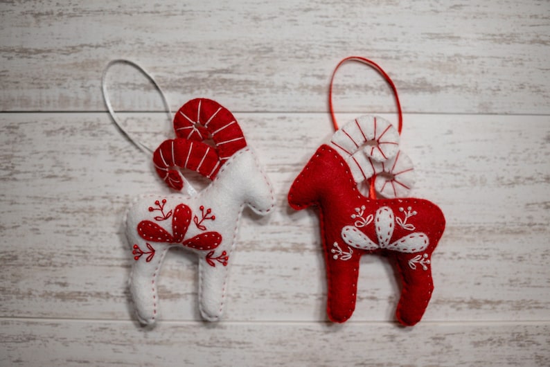 Handmade Wool Felt Yule Goat Ornaments - Scandinavian Christmas Set - Etsy