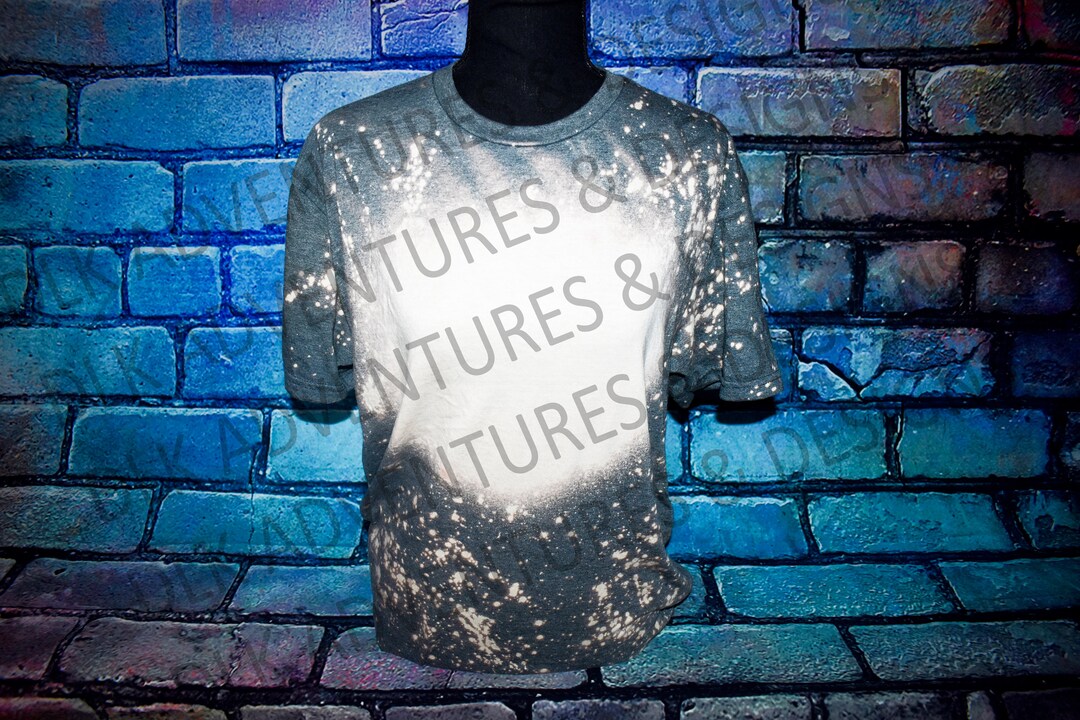 Gildan Gray Bleached Tshirt Blue Brick Background - Mockup - PNG ...
