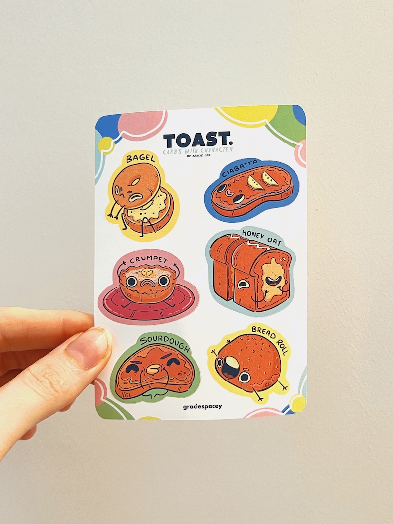 TOAST Cute Bread Vinyl Sticker Sheet Cute Food Stickers Journal ...