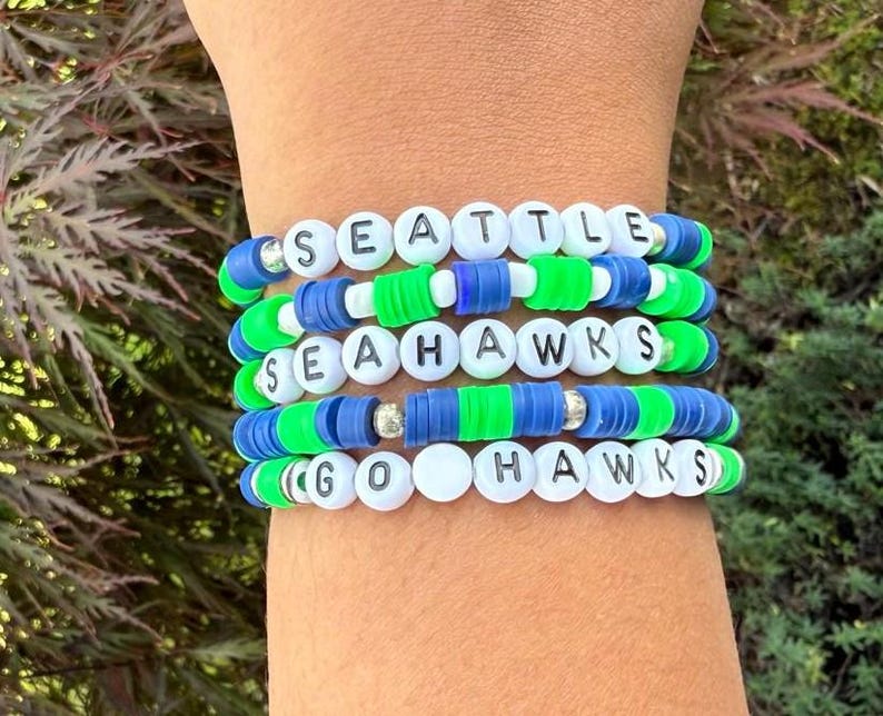 Seattle Seahawks Heishi Bead Bracelets - Etsy