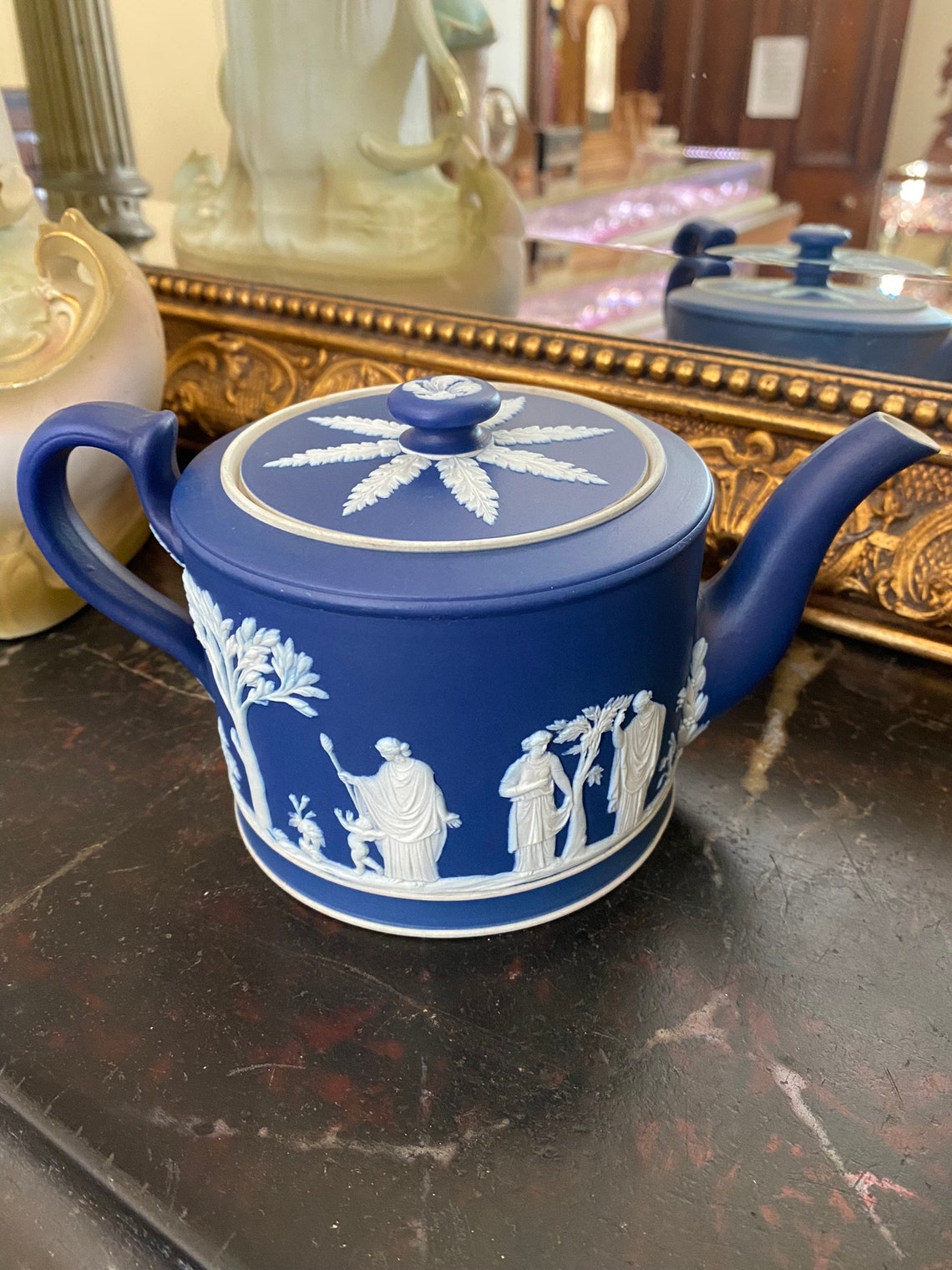Wedgwood Cobalt Blue Jasperware Teapot - Etsy