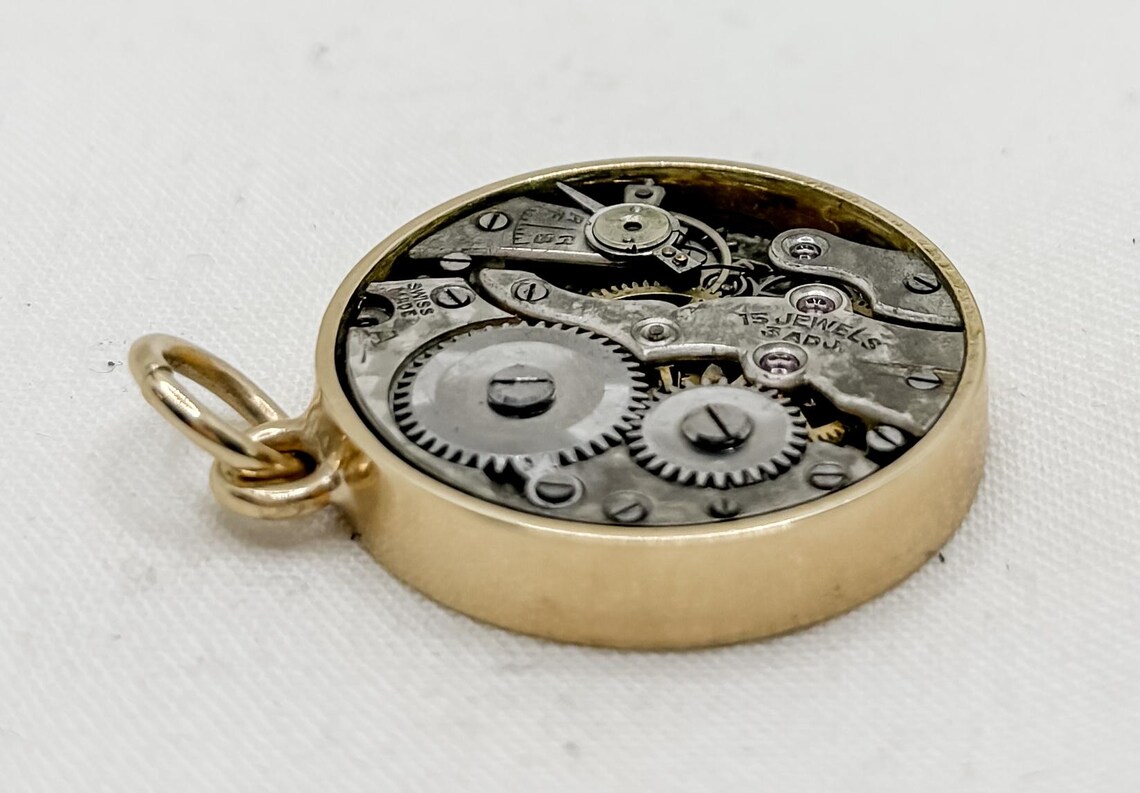 9ct Gold Watch Pendant With Visible Mechanics - Etsy
