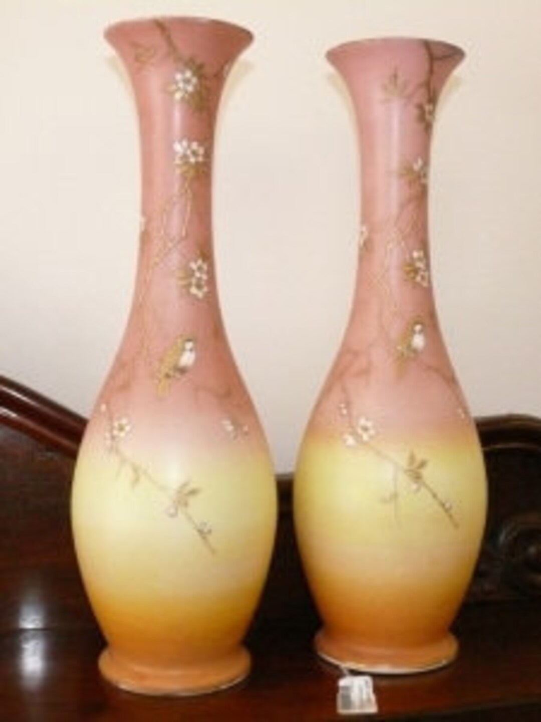 Victorian Milk Glass Vases Pair - Etsy