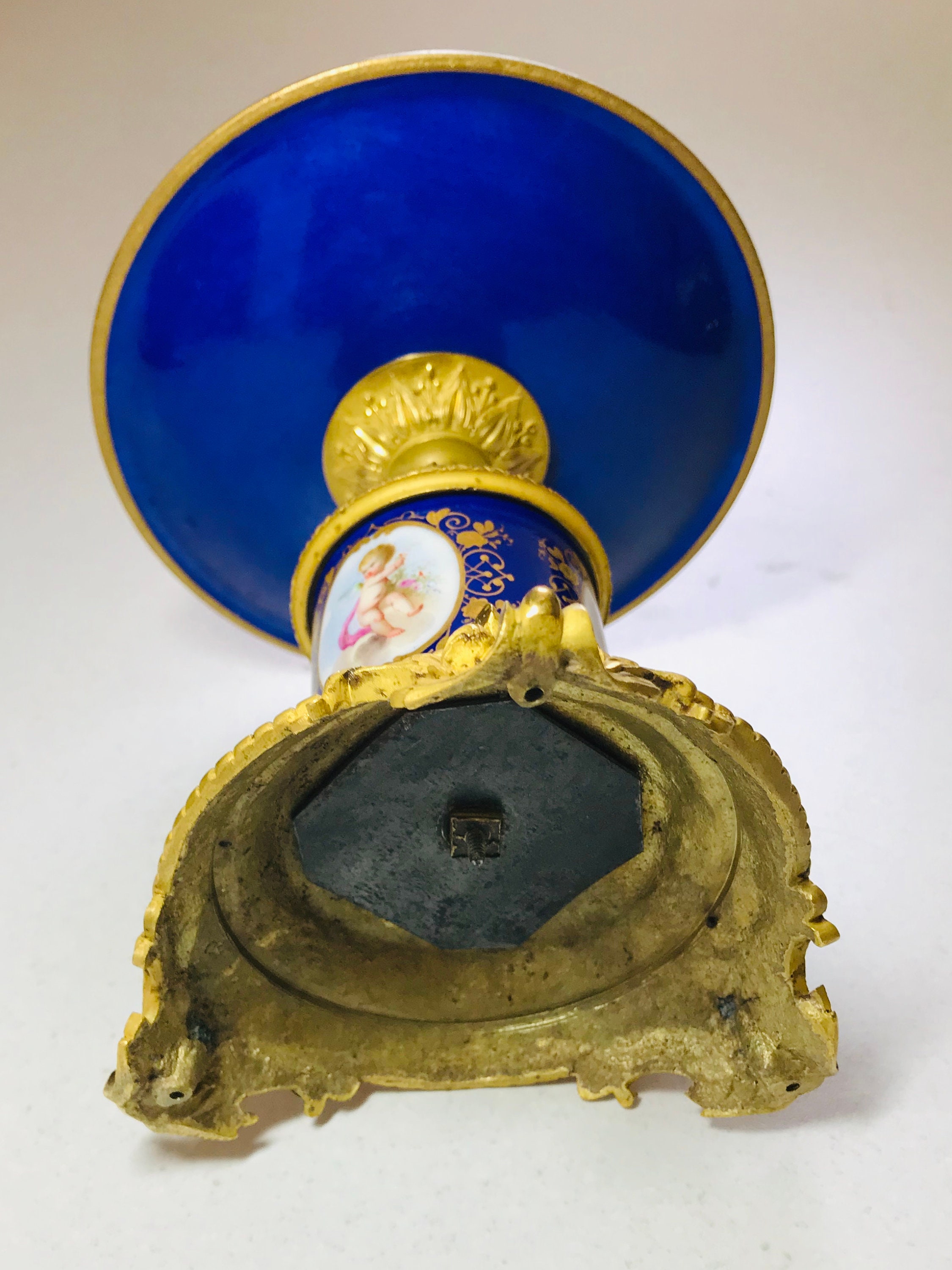 Antique Hand Painted, Hand Guilded French Enamel & Guilded Ormolu Comport - Etsy