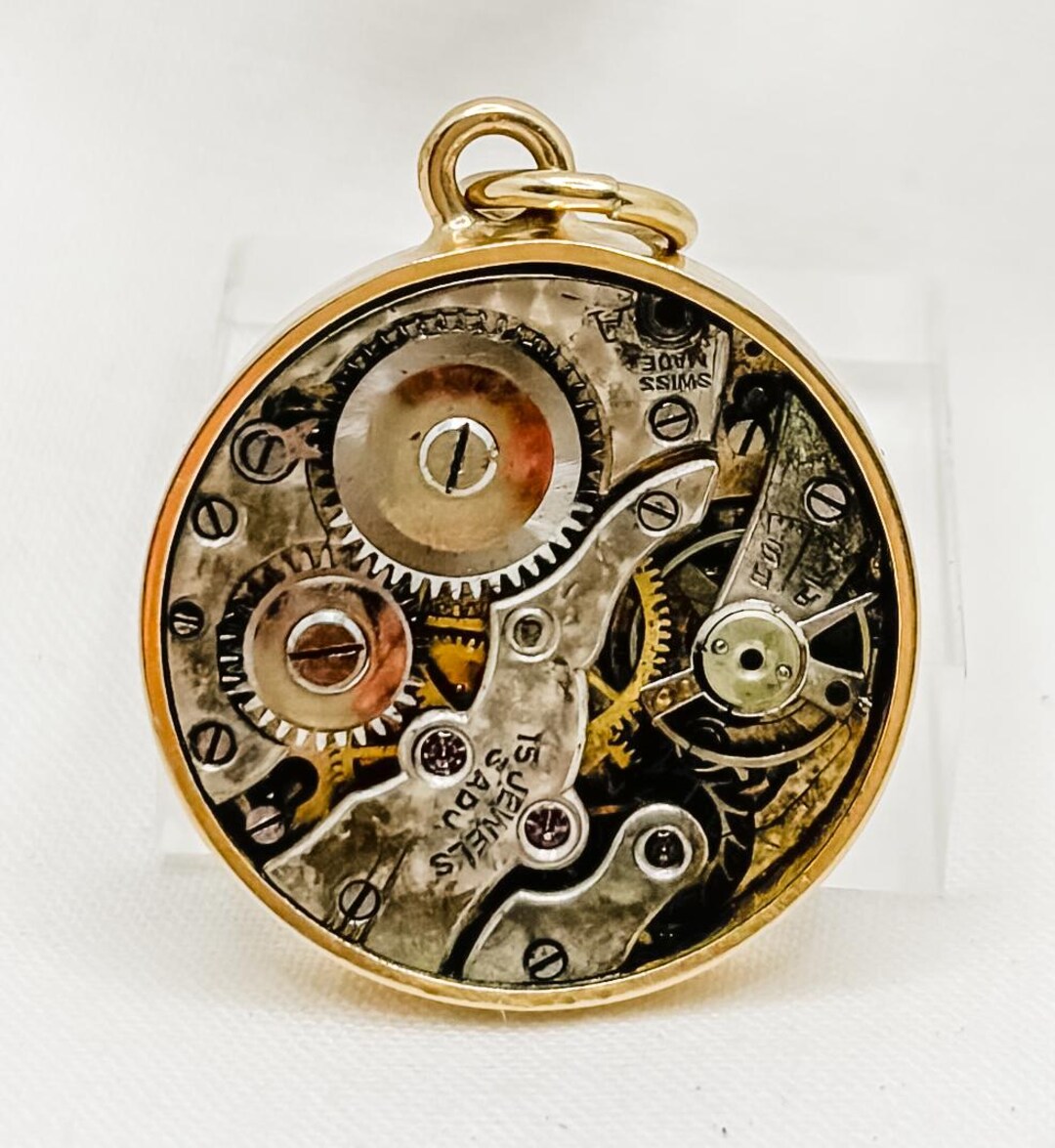 9ct Gold Watch Pendant With Visible Mechanics - Etsy