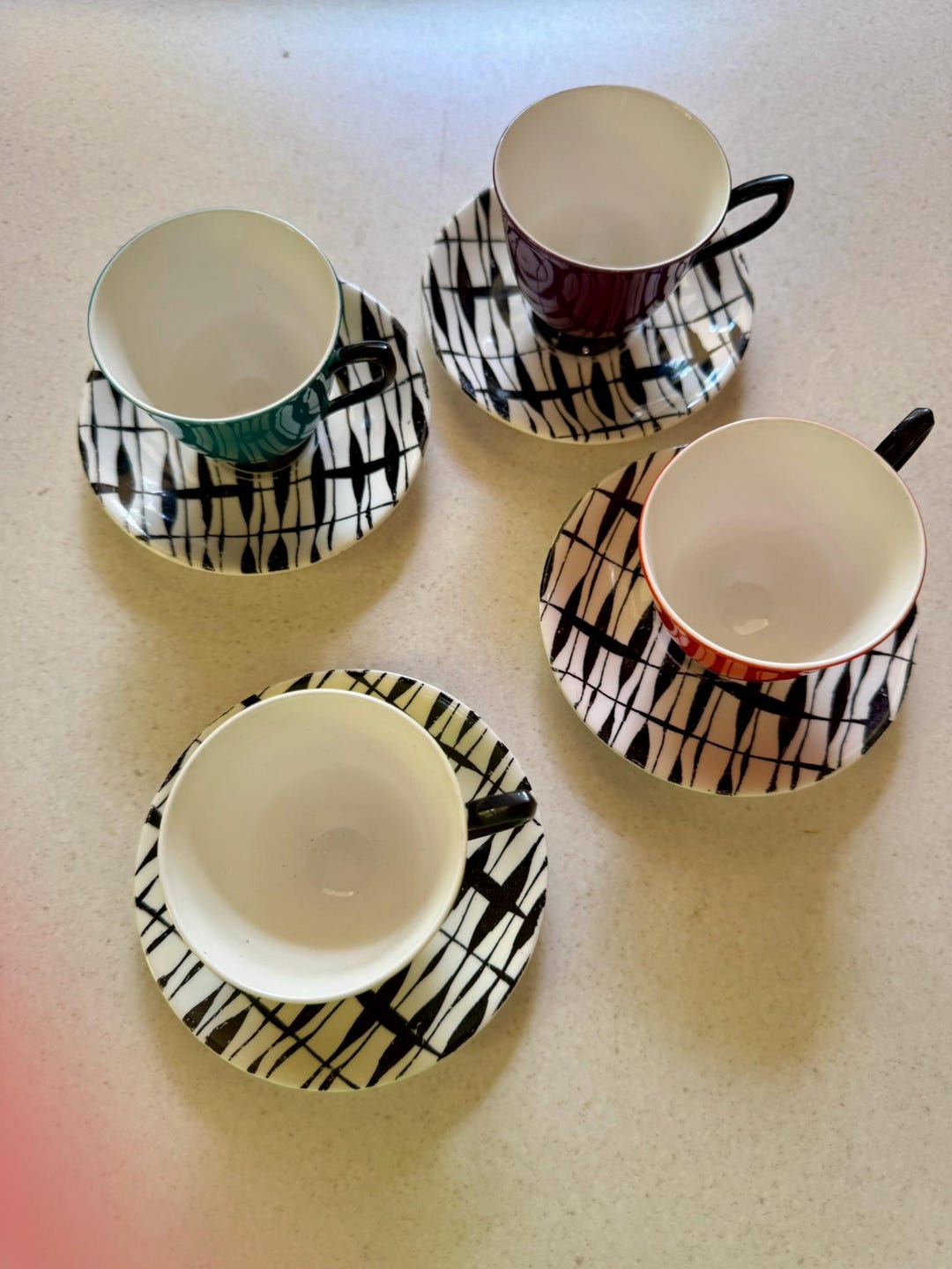 Royal Albert South Pacific 4 X Coffee Cups & Saucers Rare Vintage 1950 ...