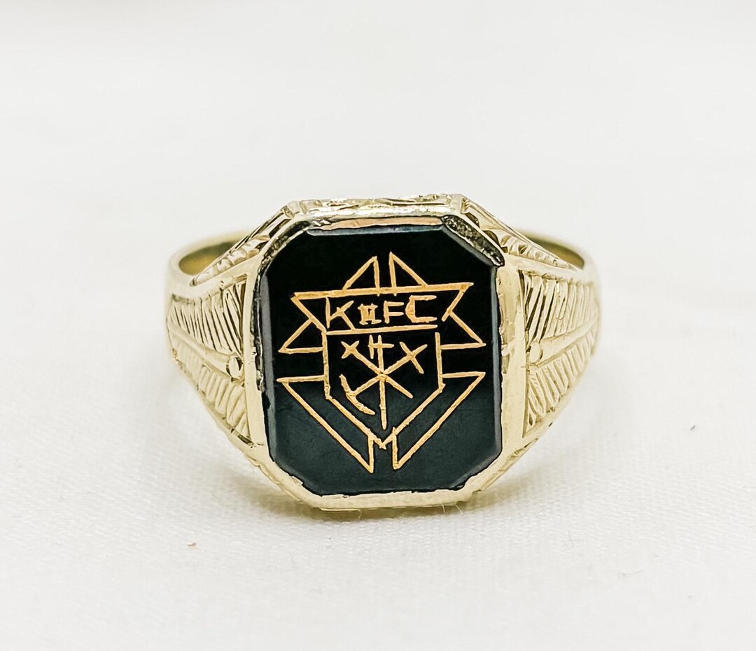9ct Yellow Gold Onyx Gents Dress Ring - Knights of Columbus - Etsy