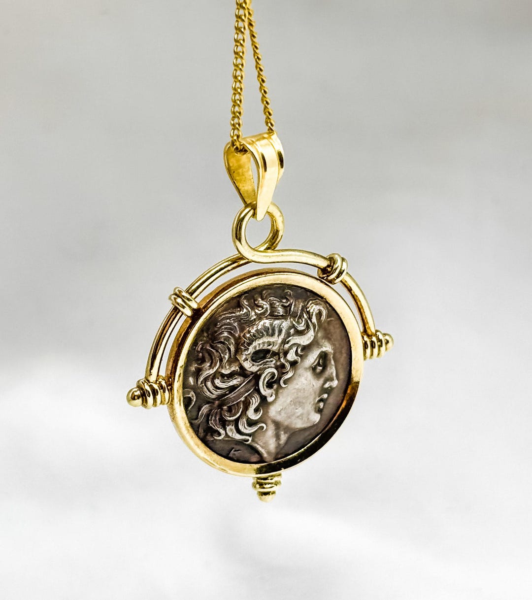 14ct Gold Alexander Coin Pendant | Ancient Greek Jewelry - Etsy