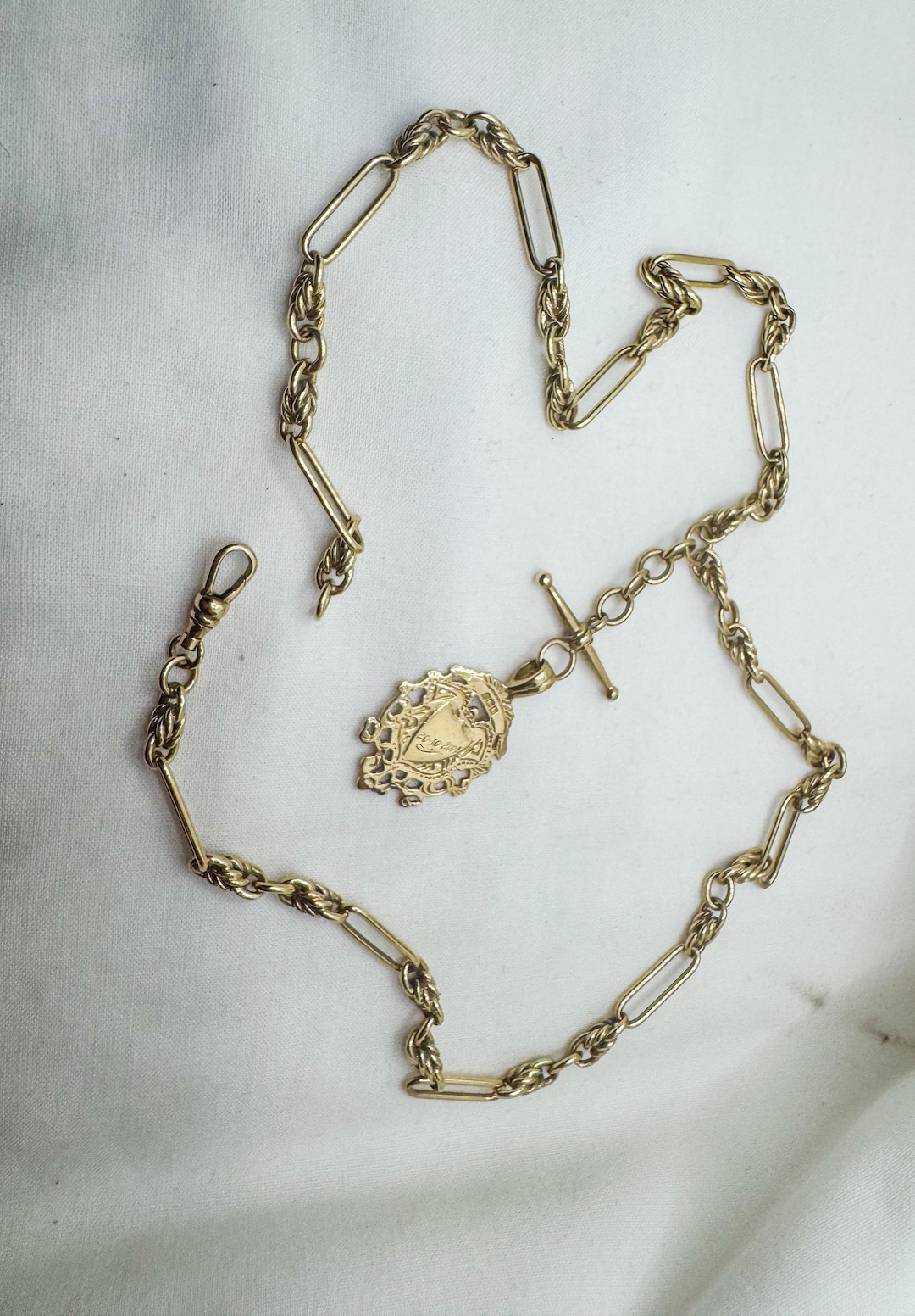 9ct Yellow Gold Fob Chain Necklace a Bracelet– Includes T Bar & Fob ...