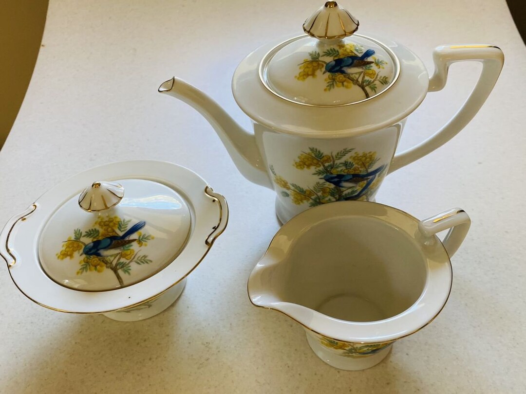 Noritake Blue Wren & Wattle Tea Service - Etsy