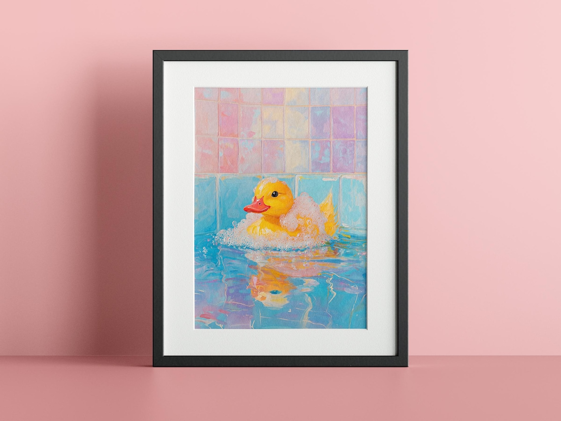 Cute Rubber Duck Wall Art Digital Download – Dopamine Decor, Bubble ...